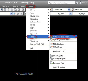 How to edit shortcut command in AutoCAD