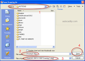 Save drawing in AutoCAD